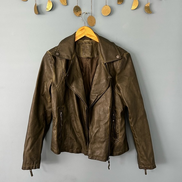 Max Studio | Jackets & Coats | Max Studio Green Leather Jacket | Poshmark